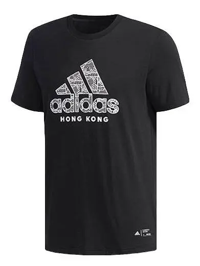 Adidas Kc Graphic Casual Printing City Round Neck Short Sleeve - Black