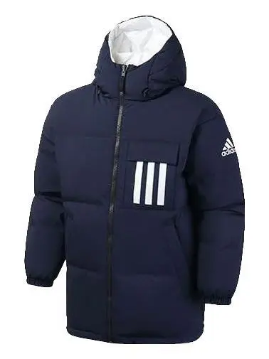Adidas Reversible Hooded Down Jacket - Navy