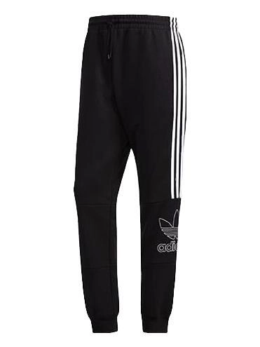 Adidas Originals Logo Printing Casual Bundle Feet Sports Long Pants - Black