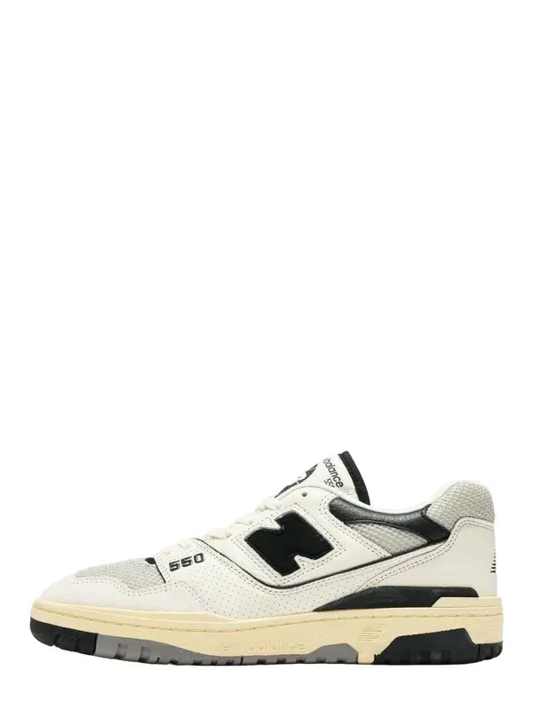 NEW BALANCE 550 Leather Lace-up Sneakers - Sea Salt/black