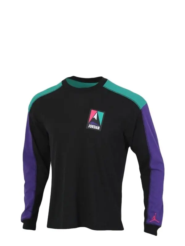 JORDAN Colorblock Long Sleeve Casual Shirt - Black