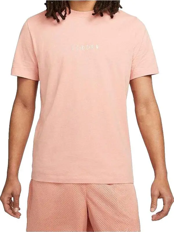 JORDAN Solid Color Alphabet Printing Round Neck Short Sleeve Pink T-shirt - Multi-color