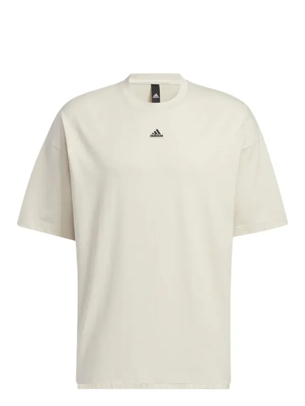 Adidas Solid Color Logo Loose Sports Short Sleeve Creamy White T-shirt - Multi-color