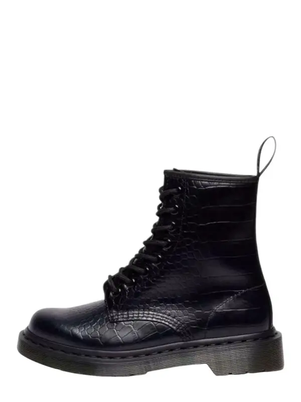 Dr. Martens 1460 Croc Emboss Lace Up Boots - Black