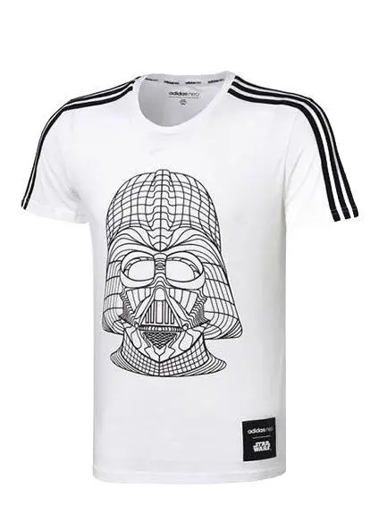 Adidas Neo Sw Tee 5 Reflective Black Printing Round Neck Short Sleeve - White