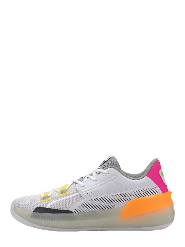 PUMA Clyde Hardwood Retro Fantasy Low Top Sneakers - White/orange