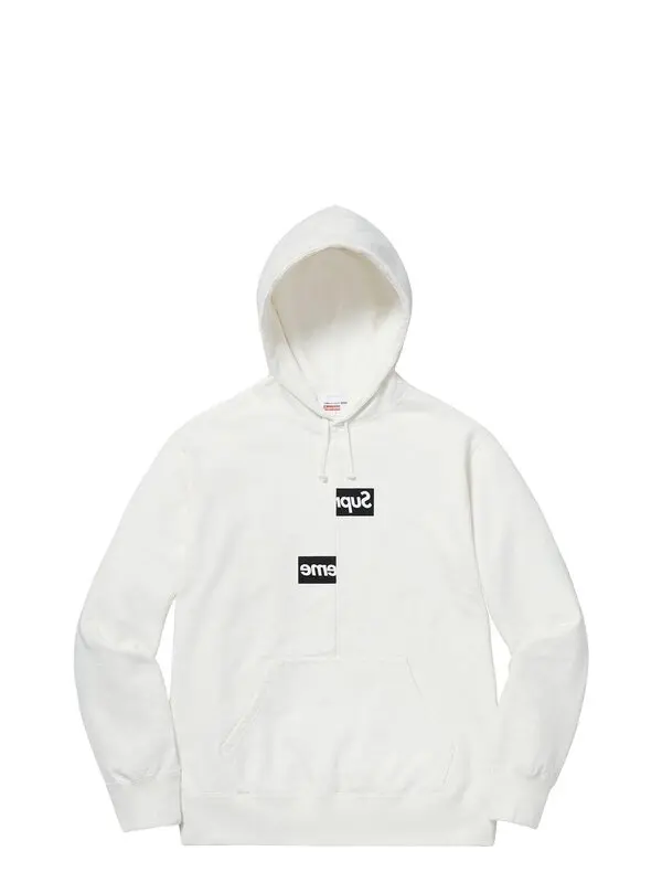 Supreme Fw18 X Comme Des Garcons Shirt Split Box Hooded Sweatshirt - White