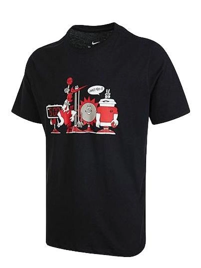 Nike Cartoon Printing Cozy Round Neck Casual Short Sleeve Black T-shirt - Default Color