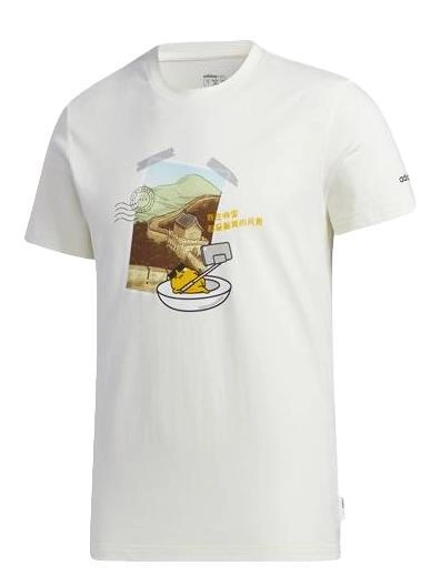 Adidas Neo X Gdtm Tee Yellow Crossover Printing Round Neck Sports Short Sleeve - White