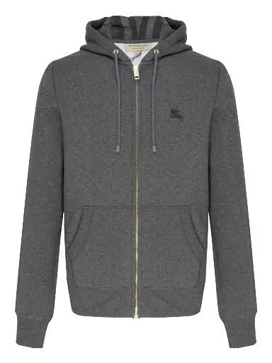 Burberry Cotton Logo Embroidery Zipper Jacket - Grey