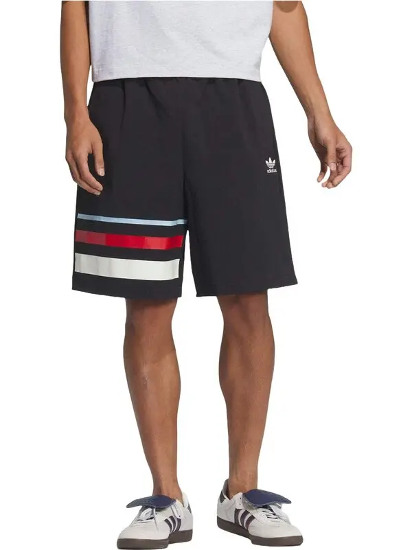Adidas Retro Style Striped Shorts - Black