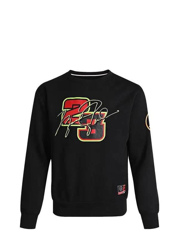 JORDAN Air Basketball Print Digital Crewneck Pullover Fleece Sweatshirt - Black