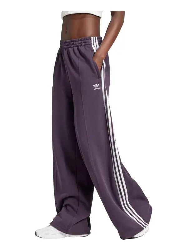 Adidas 3-stripes Loose French Terry Wide Leg Pants - Aurora Black