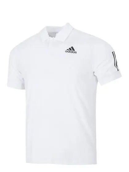 Adidas Solid Color Stripe Tennis Athleisure Casual Sports Short Sleeve Polo Shirt White - Multi-color