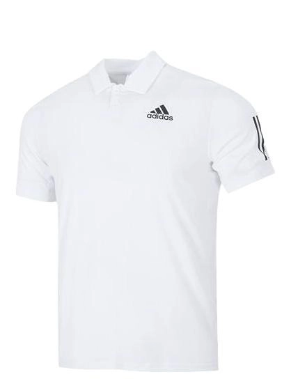 Adidas Solid Color Stripe Tennis Athleisure Casual Sports Short Sleeve Polo Shirt White - Multi-color