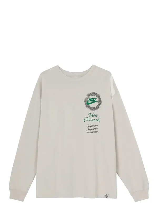Nike Alphabet Printing Long Sleeves Autumn Light Bone T-shirt - Default Color