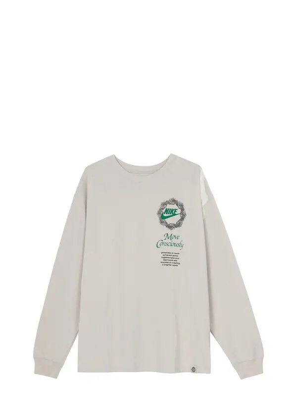 Nike Alphabet Printing Long Sleeves Autumn Light Bone T-shirt - Default Color