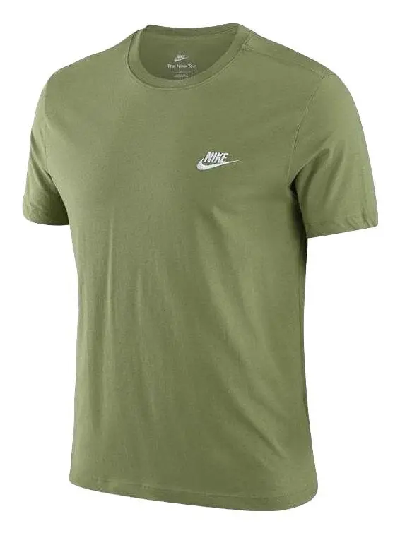 Nike Embroidered Logo Breathable Micro Mark Solid Color Short Sleeve Green T-shirt - Multi-color