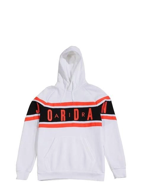 JORDAN Air Logo Printing Fleece Pullover Hoodie - White