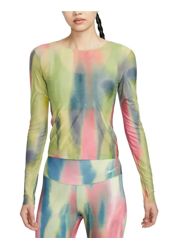 Nike Artist Collection Dri-fit Long Sleeve Sheer Printed T-shirt - Aster Pink/black