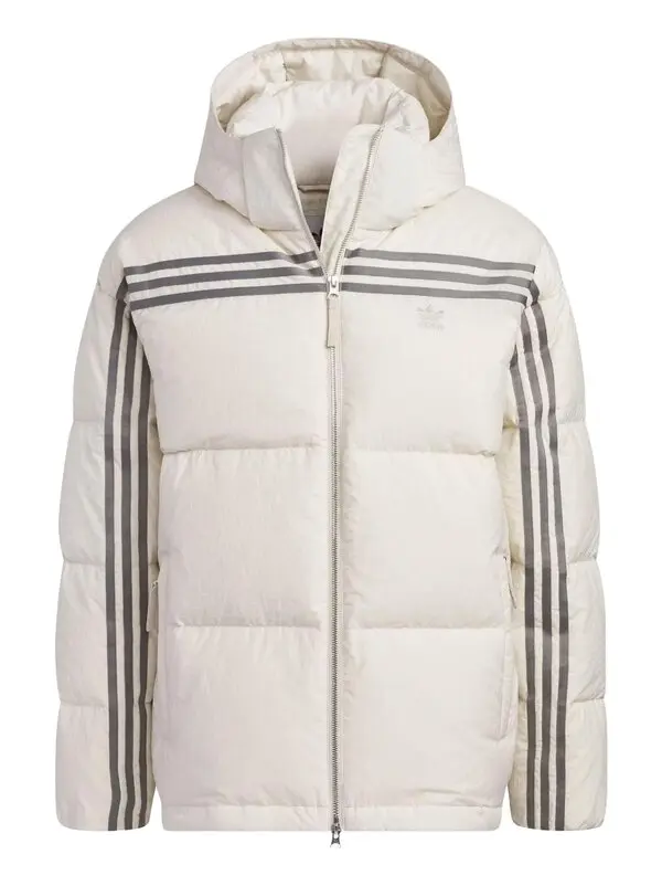 Adidas Originals Padded Down Jacket With Stripes - White