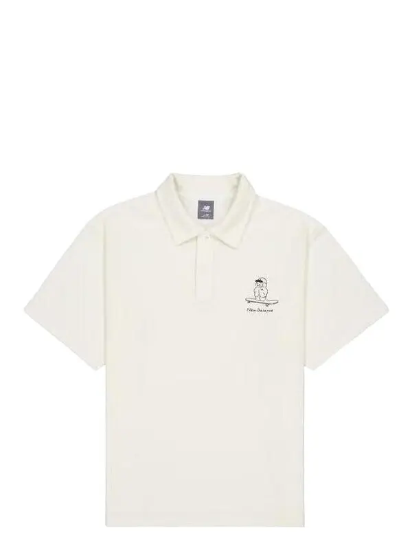 NEW BALANCE Skateboard Graphic Polo Shirt - Ivory