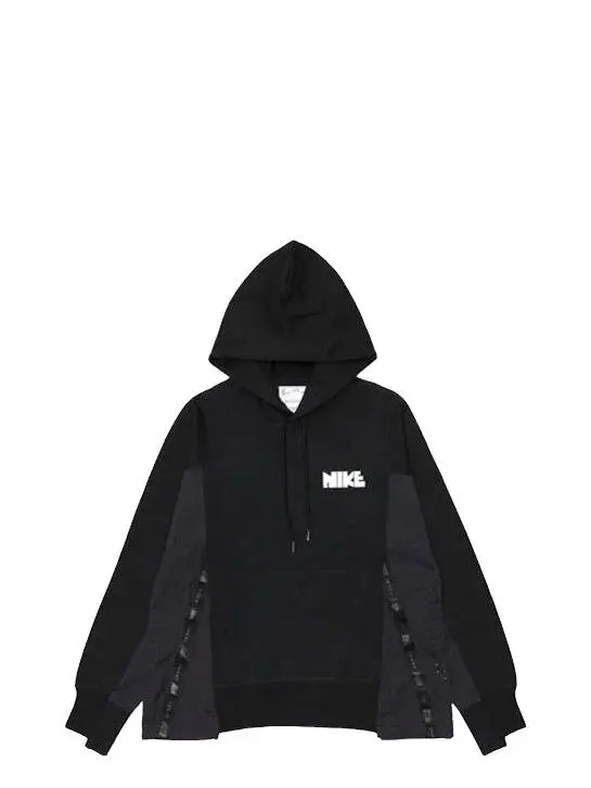 Nike X Sacai Logo Printing Splicing Contrasting Hoodie 'black - Multi-color