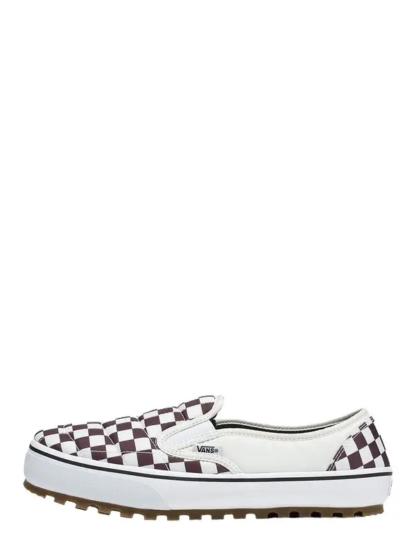 VANS Snow Lodge Quilted Checkerboard Slip-on Sneakers - White/brown