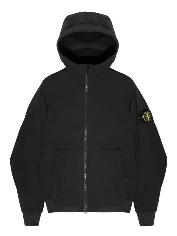 Stone Island Soft Shell Hooded Jacket - Black