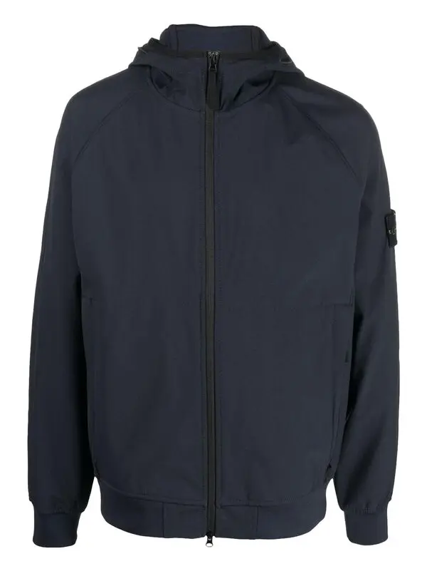 Stone Island Light Soft Shell-r Hooded Jacket - Navy