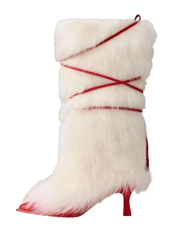 UGG X Ambush Fur High Heel Boots - White/red