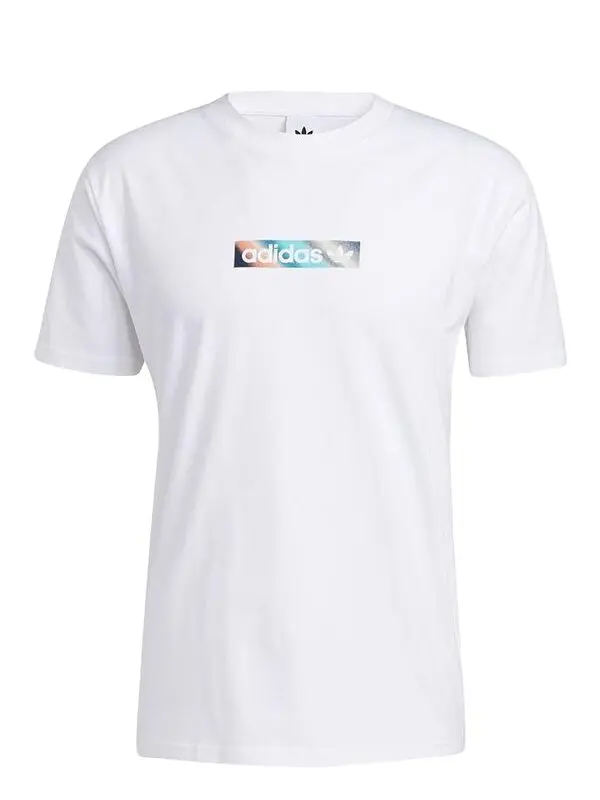 Adidas Originals Summer Box Line Back Printing Sports Short Sleeve - White