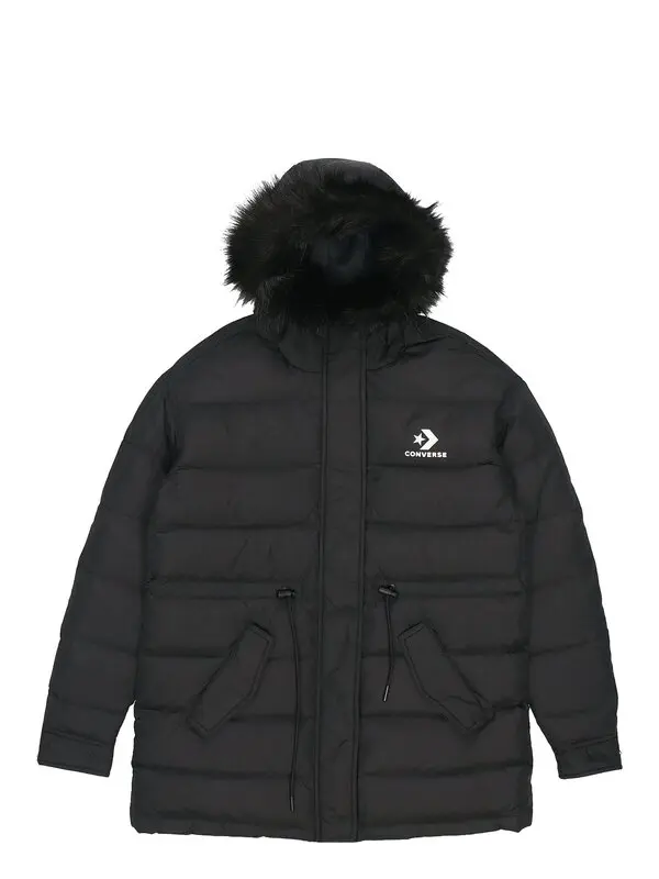 CONVERSE Long Down Parka With Fur-trimmed Hood - Black