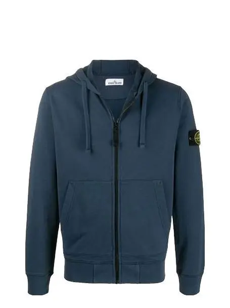 Stone Island Garment Dyed Zip Hoody Jacket - Dark Blue