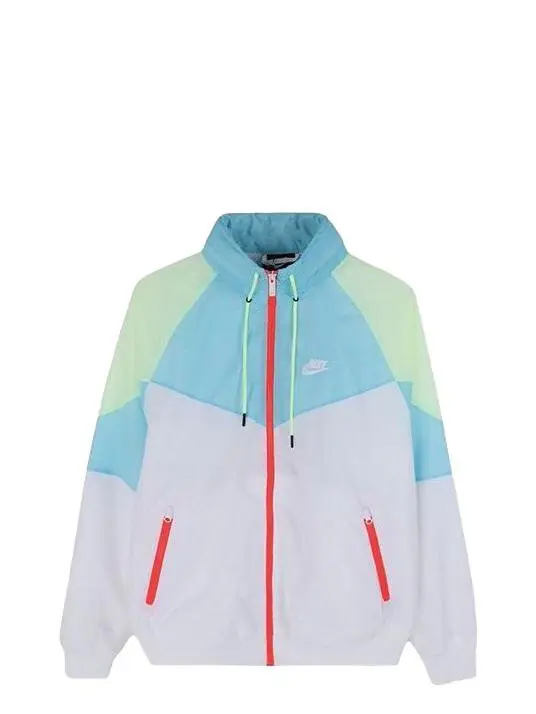 Nike Colorblock Hooded Logo Windbreaker Jacket - Bluewhite
