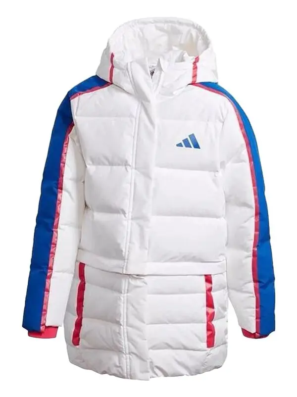 Adidas Hooded Puffer Jacket - White/blue