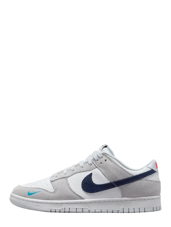 Nike Dunk Low 'mini Swoosh' Athletic Sneakers - White/grey/navy