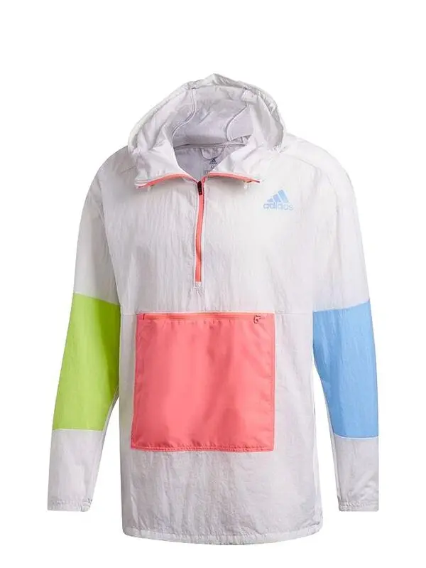 Adidas Colorblock Zip-up Hooded Jacket - Gray
