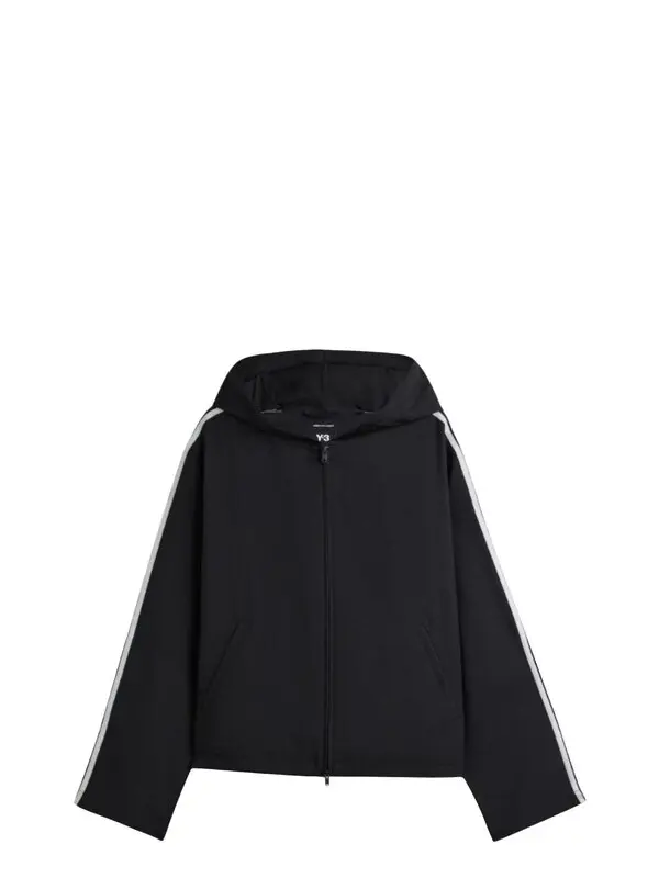 Adidas Y-3 Hooded Track Top With 3-stripes Detail - Black
