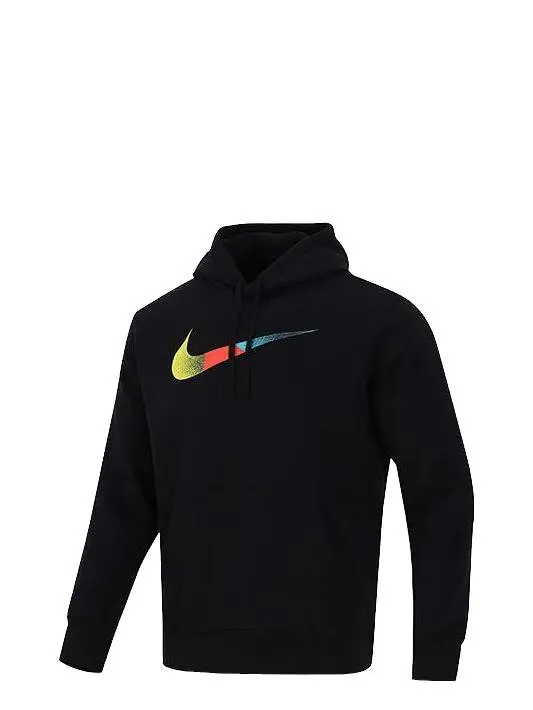 Nike Pullover Hoodie With Color Blocked Swoosh Logo - Black