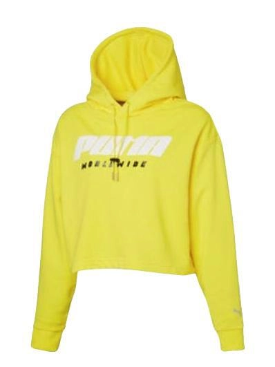 PUMA Alphabet Logo Cropped Hoodie - Yellow