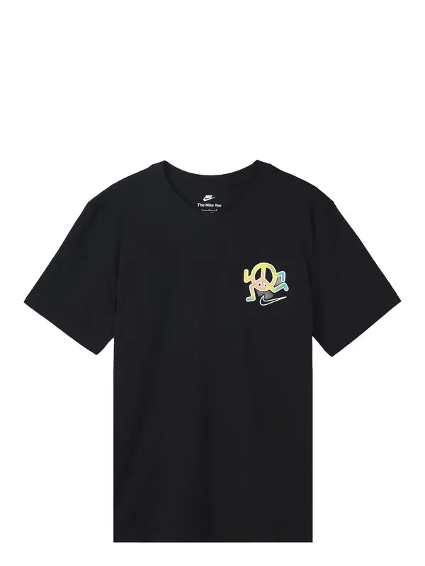 Nike Back Alphabet Geometry Printing Sports Round Neck Short Sleeve Black - Multi-color