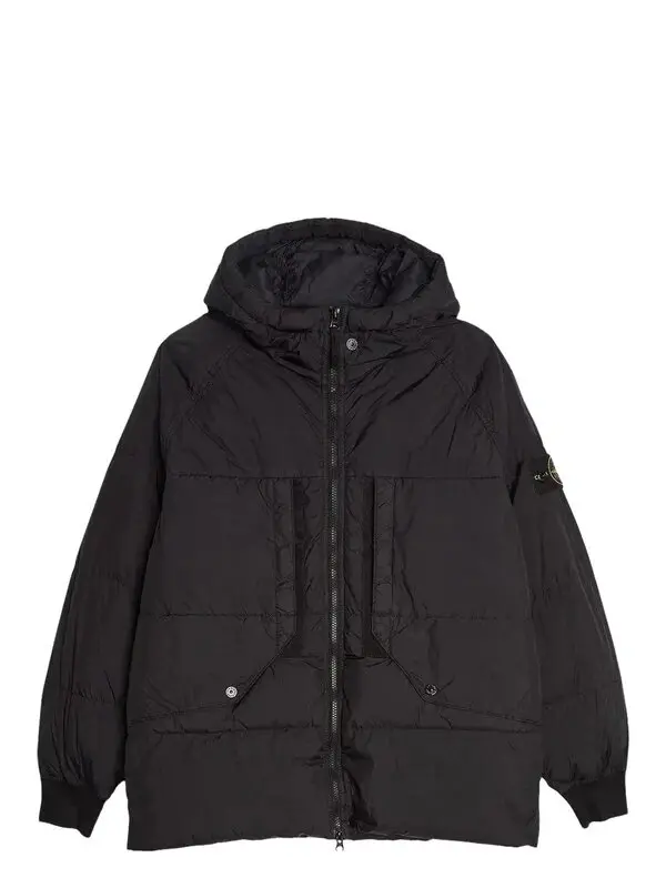 Stone Island Hooded Down Jacket - Black