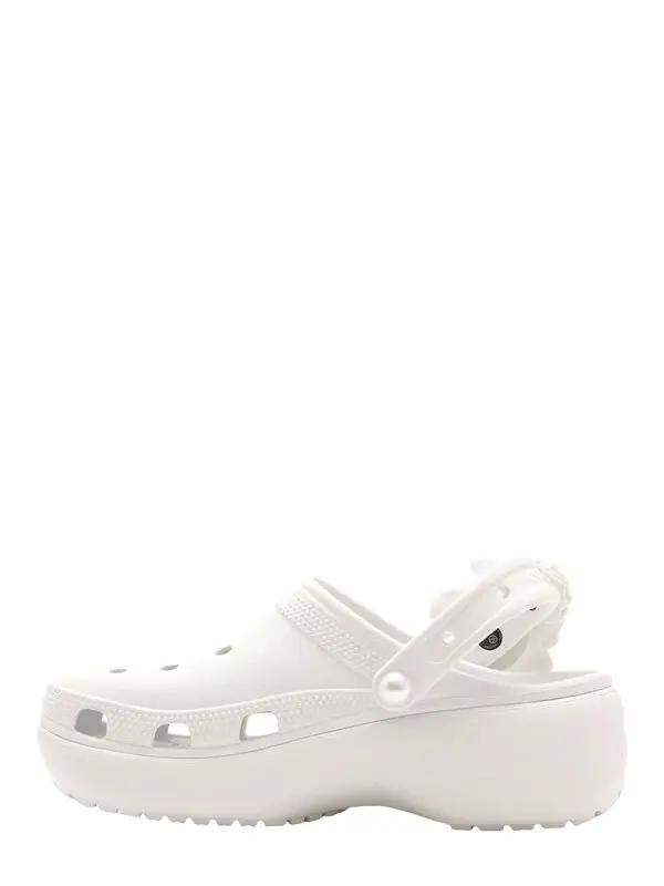CROCS Classic Platform Clogs With Floral Embellishment - White