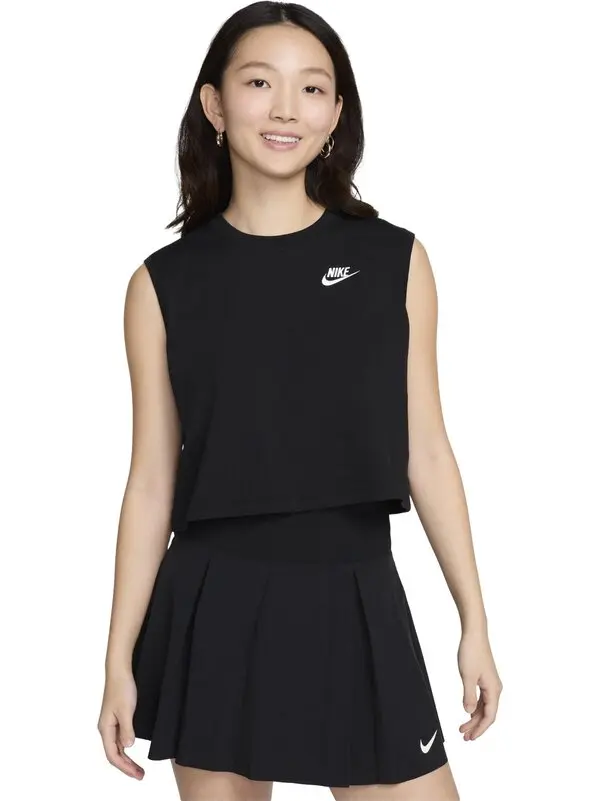 Nike Club Cropped Sleeveless Top - Black