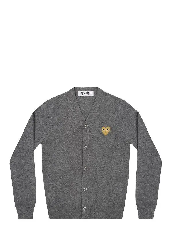 Play Comme Des Garcon Gold Emblem Knit Cardigan - Grey