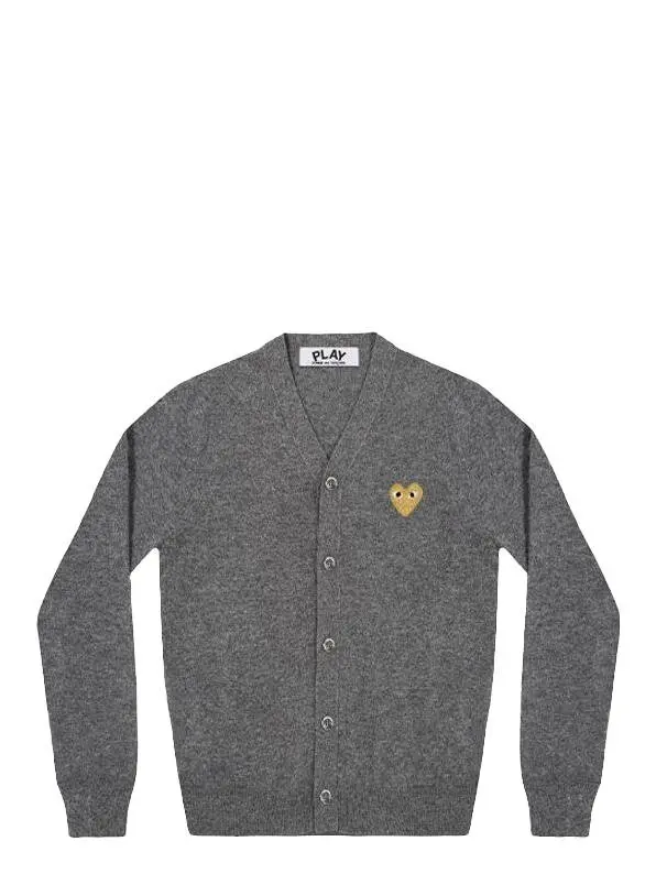 Play Comme Des Garcon Gold Emblem Knit Cardigan - Grey