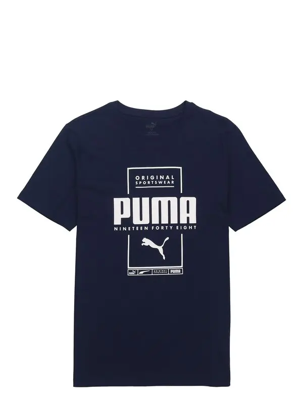 PUMA Casual Sports Printing Round Neck Short Sleeve - Blue