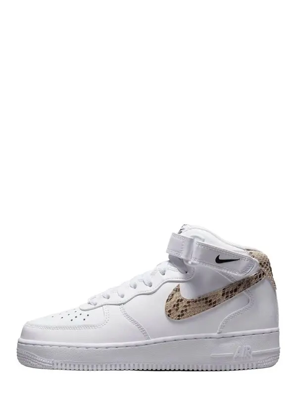 Nike Force 1 '07 Mid "snakeskin Swoosh" Sneakers - White/black/sanddrift