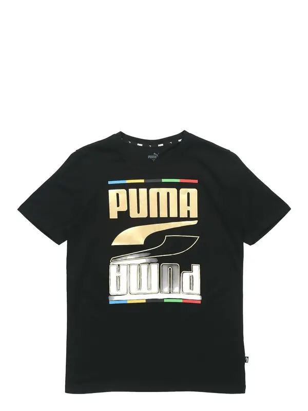 PUMA Bronzing Large Logo Printing Short Sleeve - Black